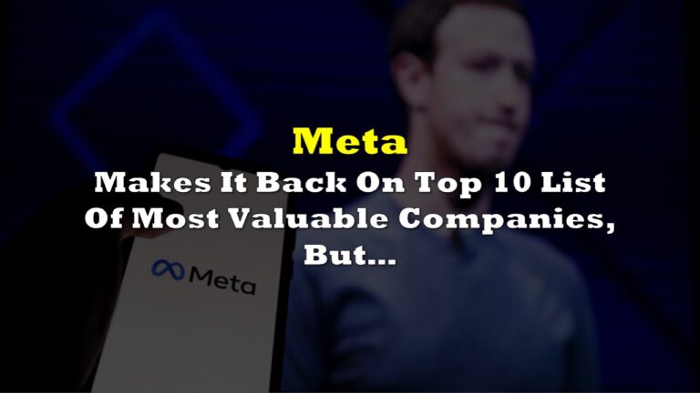 Meta Makes It Back On Top 10 List Of Most Valuable Companies, But ...