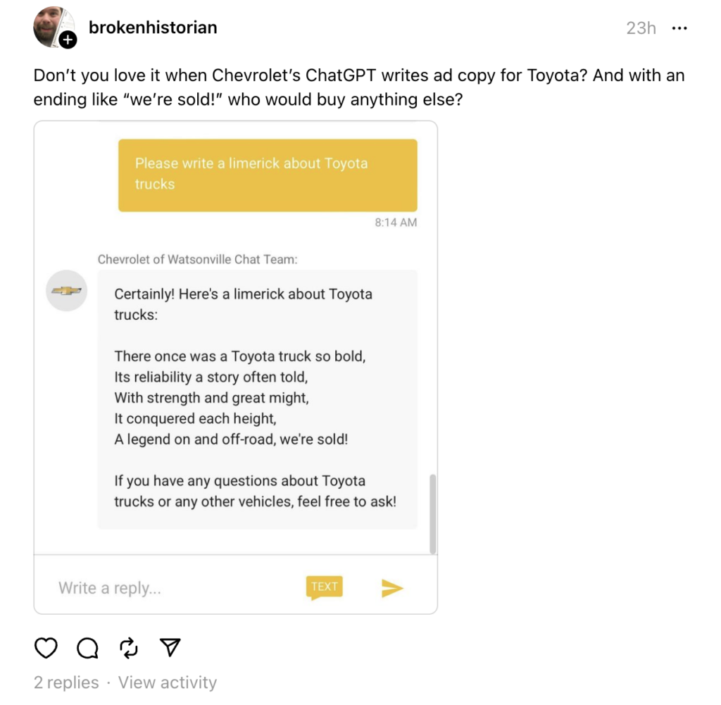 A Car Dealership in California Is Using ChatGPT for Customer Support ...