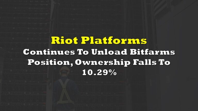 Riot Platforms Continues To Unload Bitfarms Position, Ownership Falls ...